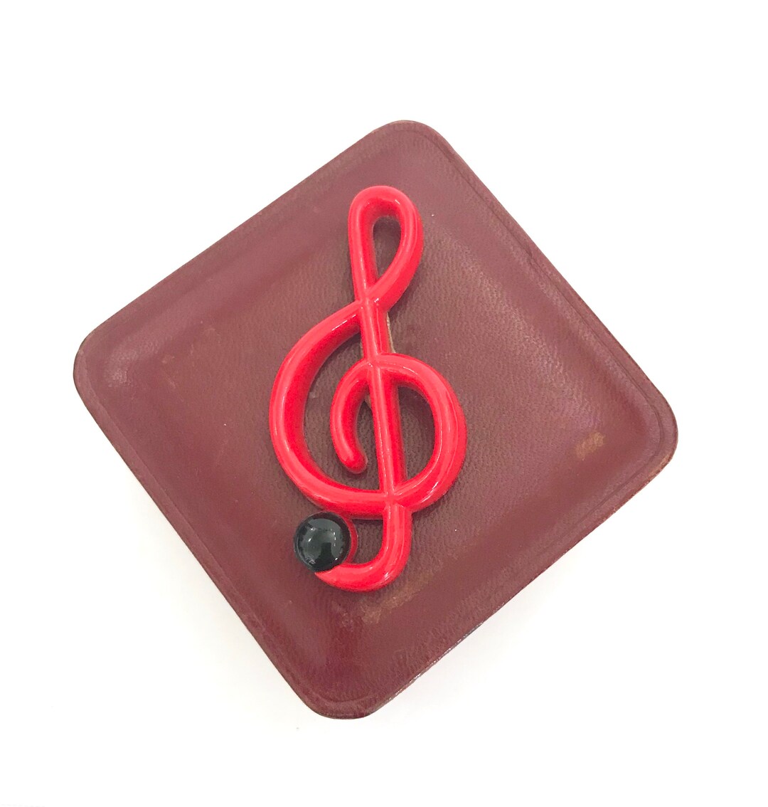 Large Red Acrylic Musical Clef Brooch Treble Clef or G Clef Dimensional ...
