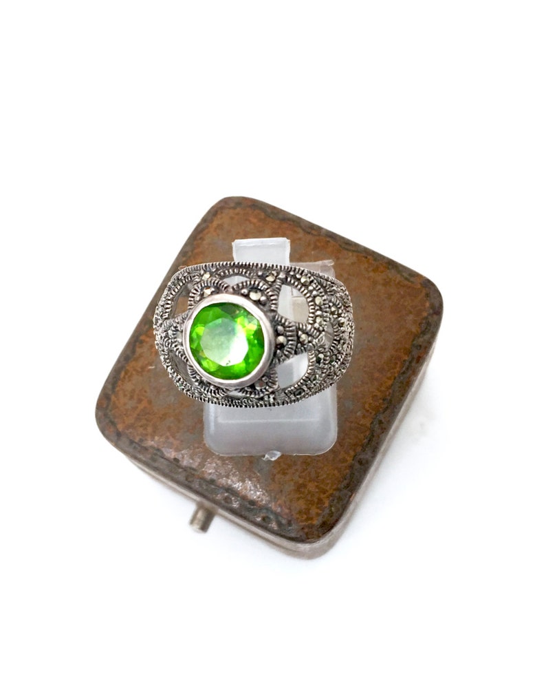 Sterling Silver Peridot Ring Domed Band Design Round Peridot - Etsy