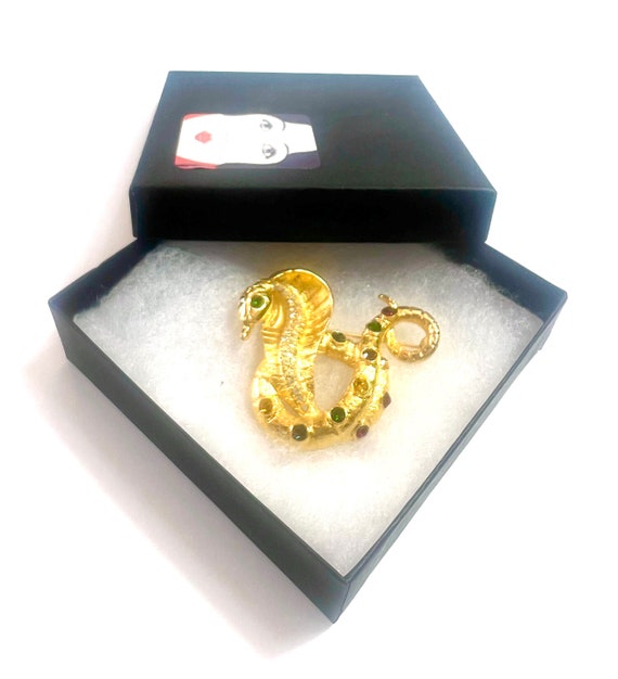 Rare Alexis Kirk King Cobra Brooch Multi-Color Rhines… - Gem