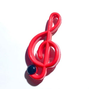 Large Red Acrylic Musical Clef Brooch Treble Clef or G Clef Dimensional ...