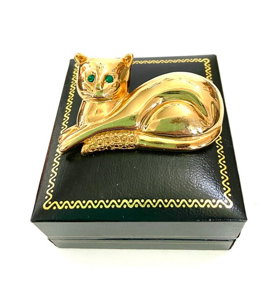 Adorable Gold Tone Cat Brooch Polished Gold Tone Meta… Gem