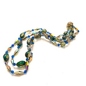 Double Strand Vitrail Watermelon Crystal Necklace Large Mottled Green ...