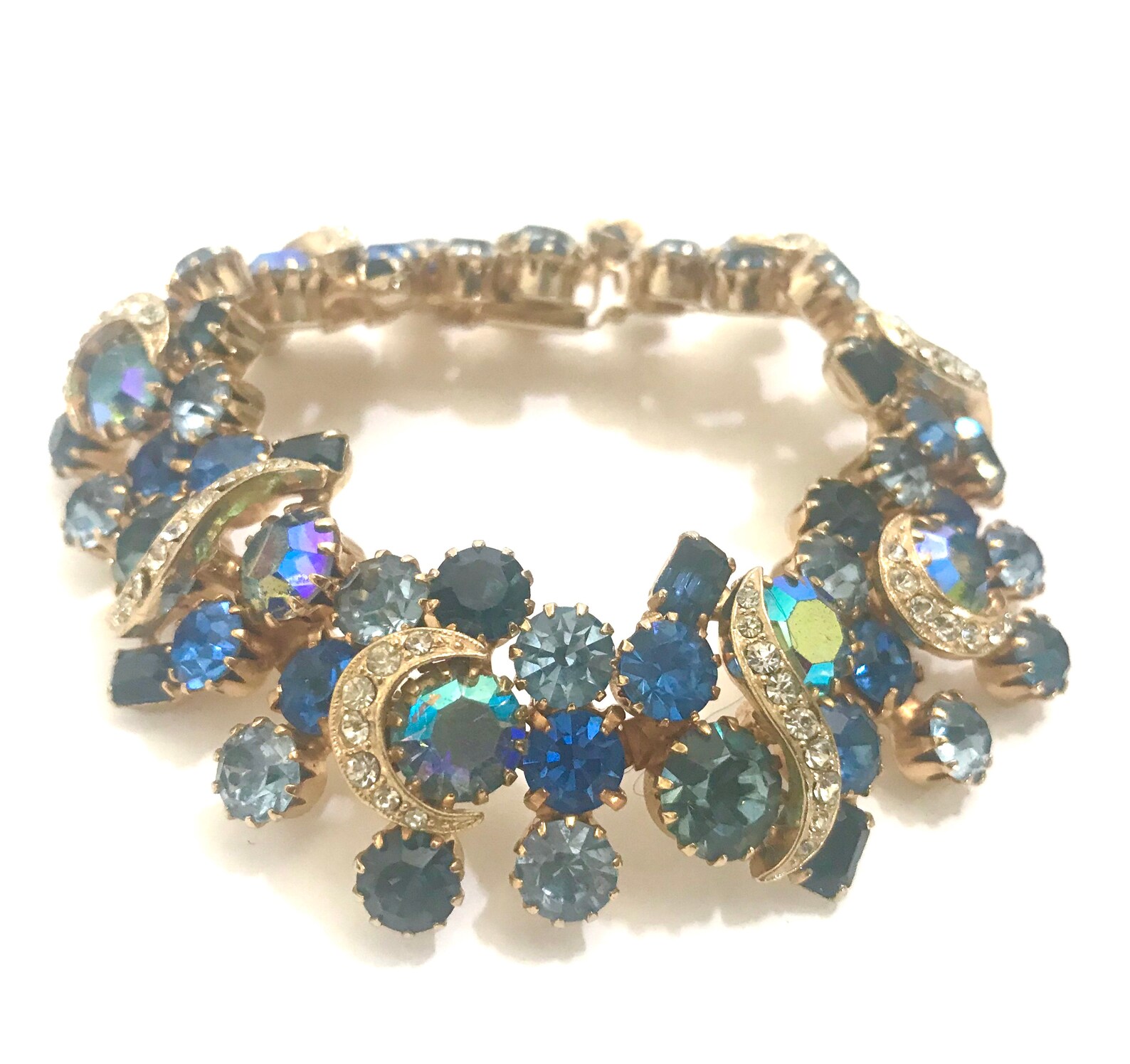 Shades of Blue Rhinestone Bracelet Variety of Hues and Shapes - Etsy