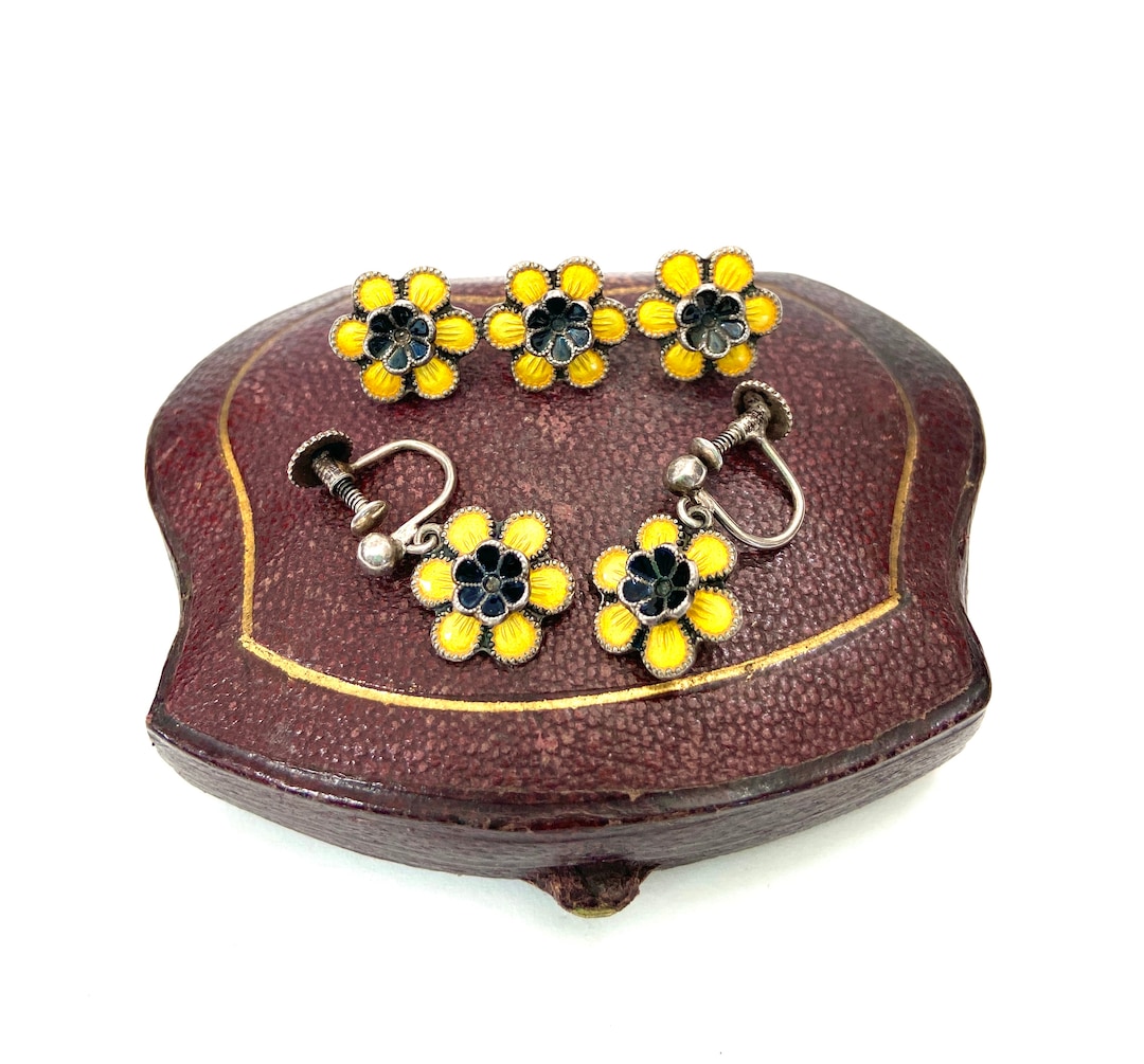 Meka Denmark Sterling Silver Enamel Demi Guilloche Yellow - Etsy