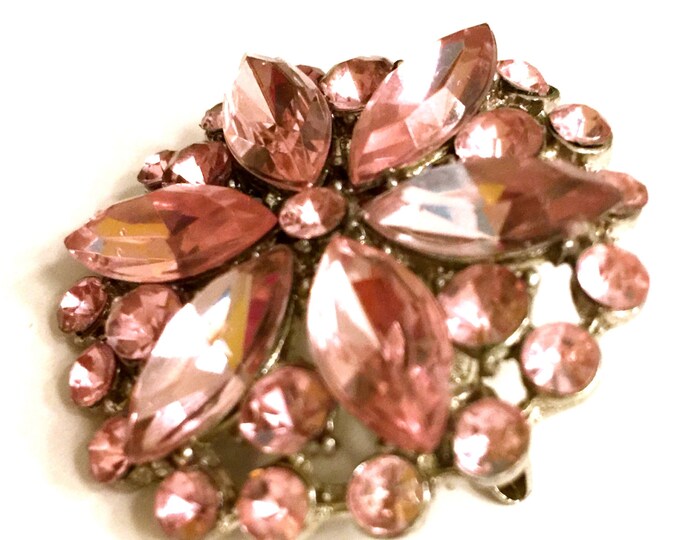 Soft Pink Rhinestone Brooch - Etsy