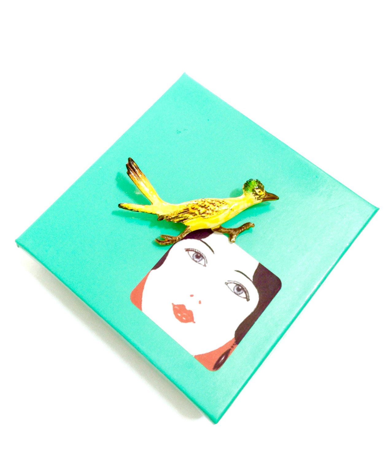 Original by Robert Roadrunner Brooch Bright Yellow Green and - Etsy