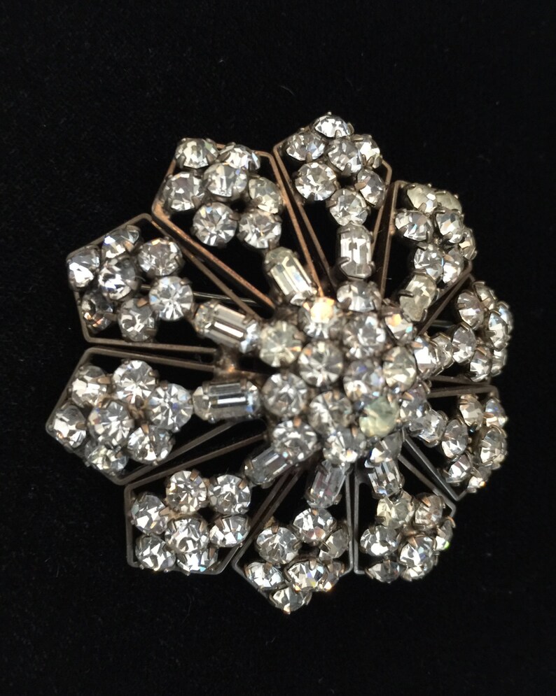 Weiss Rhinestone Brooch Brilliant Round & Baguette Ice - Etsy