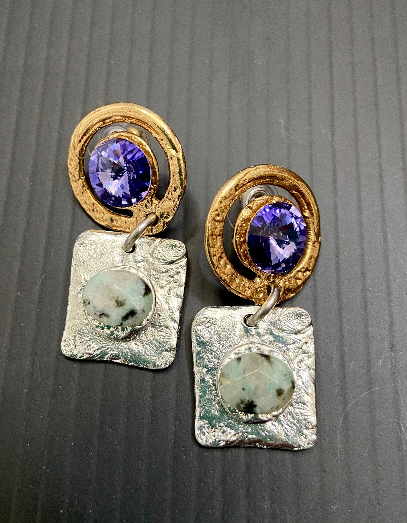 J Jansen Dangle Earrings Textured 24K Gold Plated Silver - Etsy