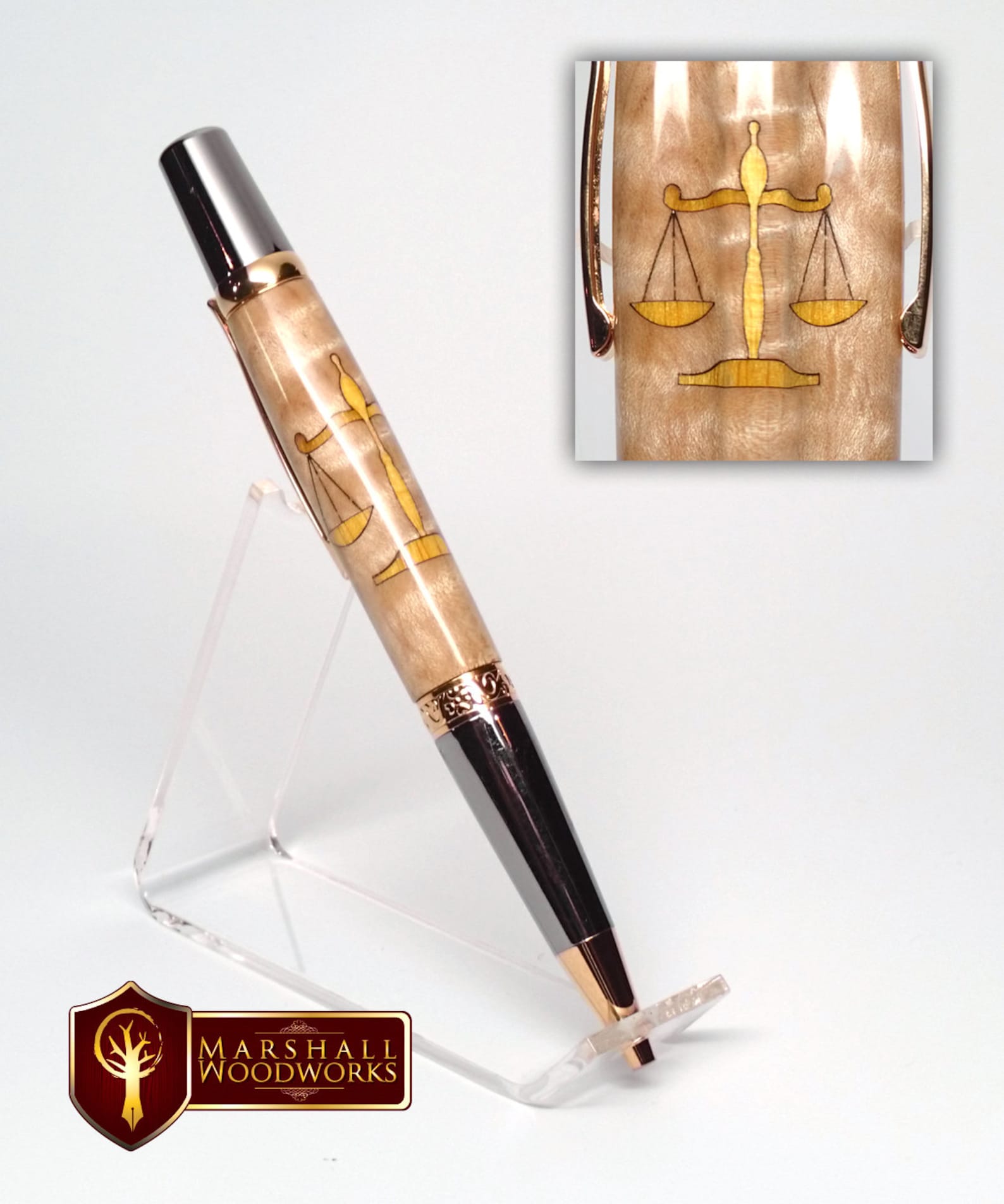 Wood Pen With Scales of Justice - Etsy