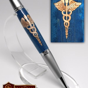 Handmade Wood Pen – Caduceus Symbol Inlay, Physician Gift - Etsy