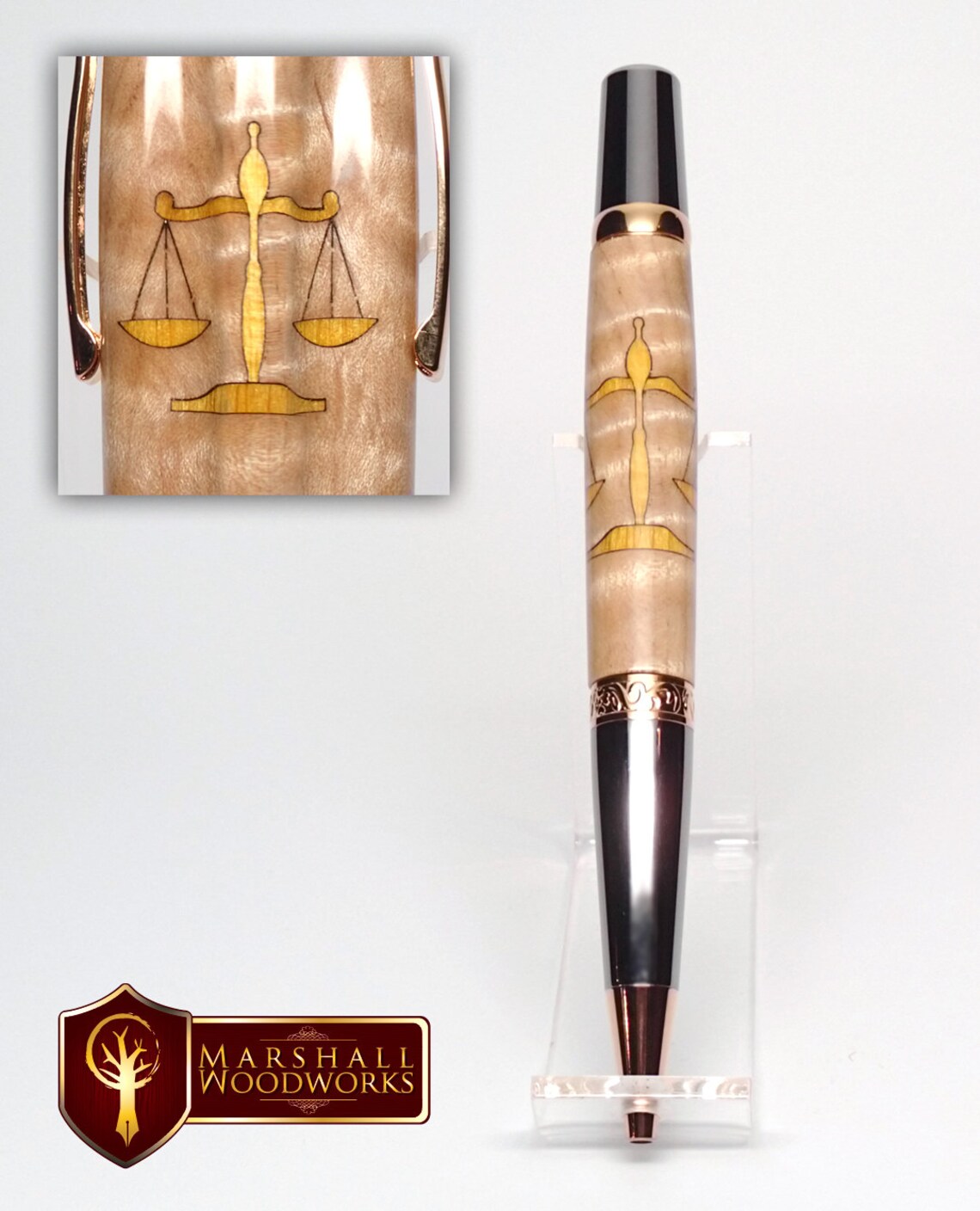 Wood Pen With Scales of Justice - Etsy