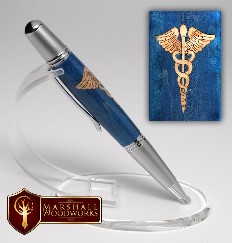 Handmade Wood Pen – Caduceus Symbol Inlay, Physician Gift - Etsy