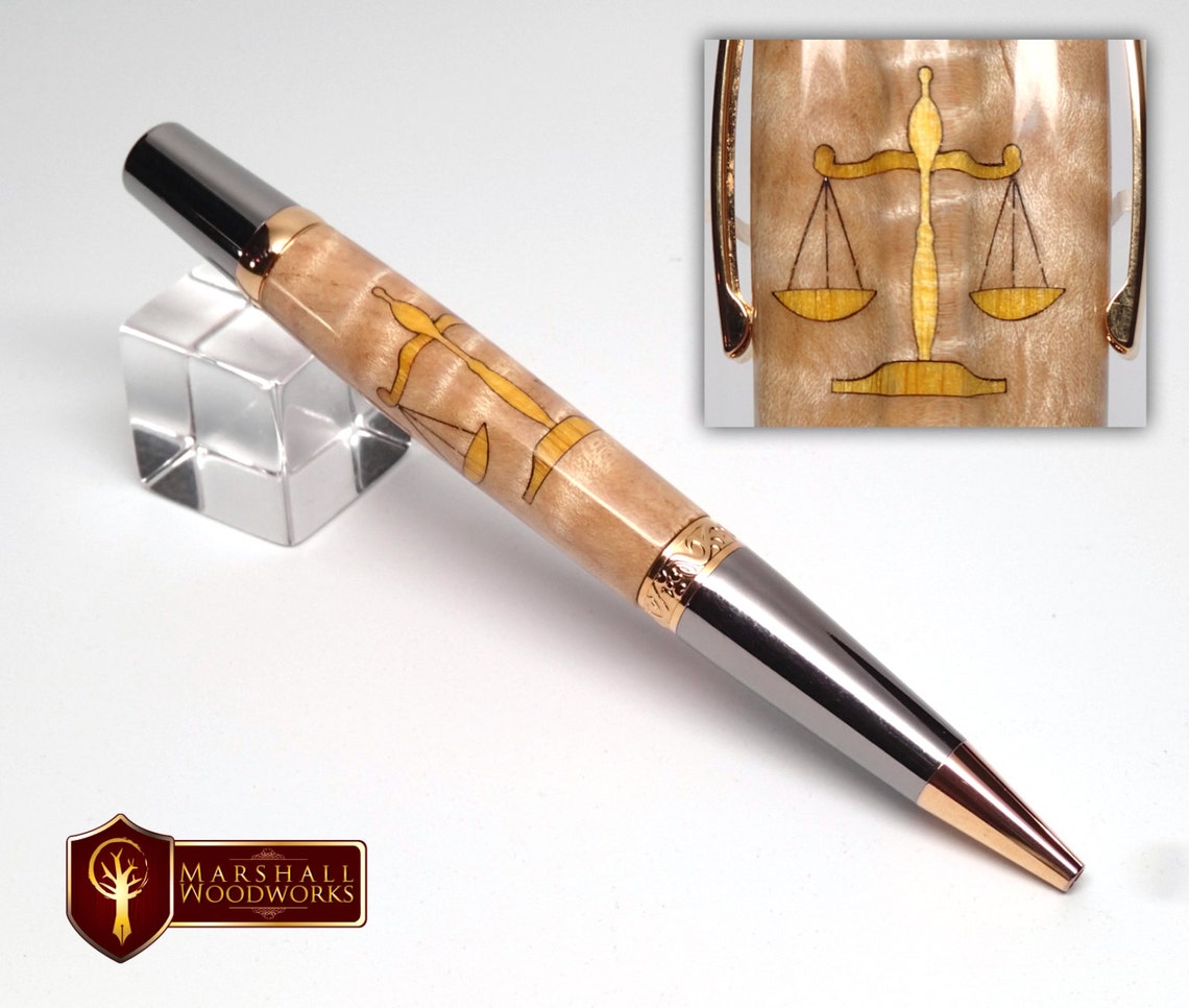 Wood Pen With Scales of Justice - Etsy
