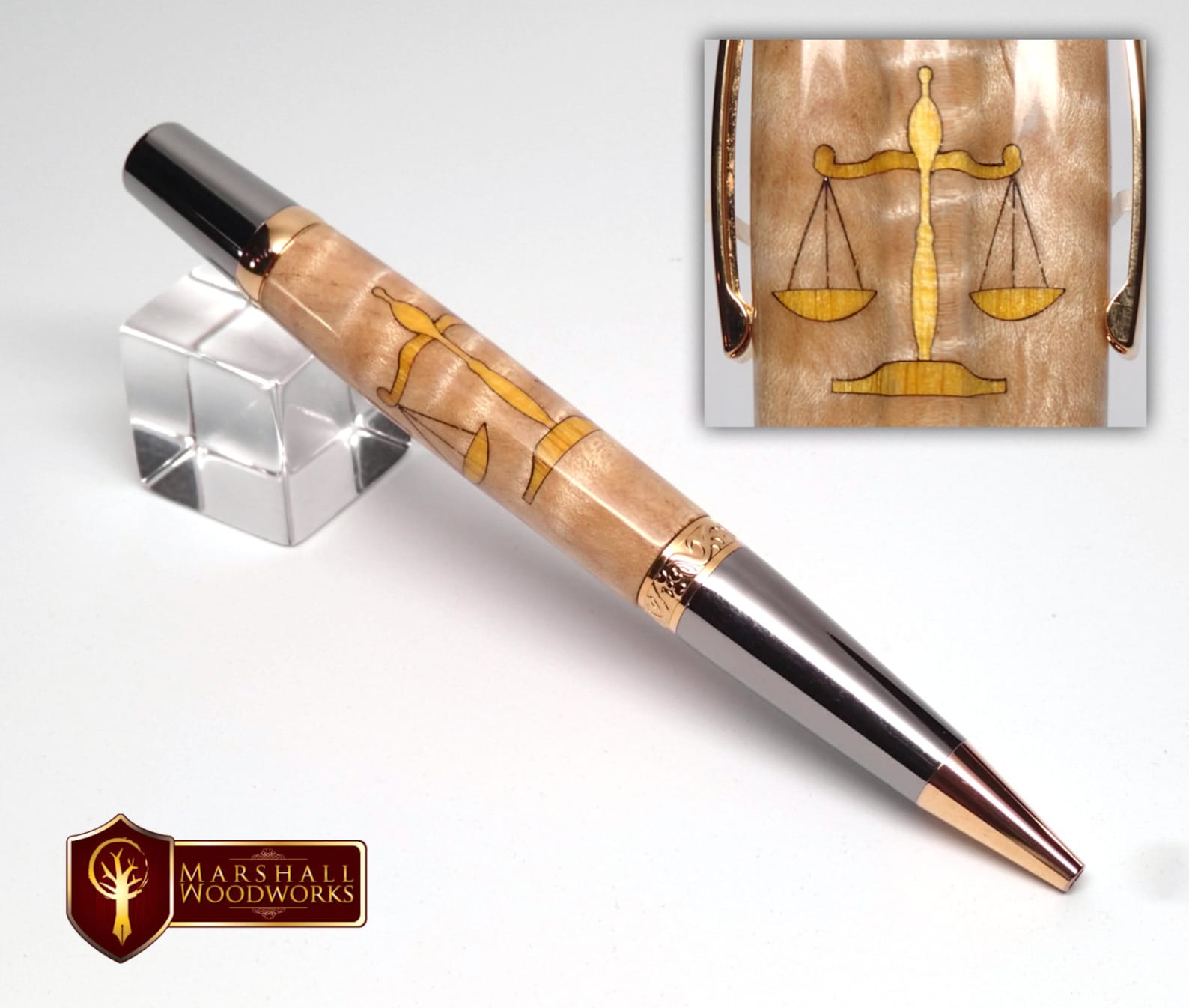Wood Pen With Scales of Justice - Etsy