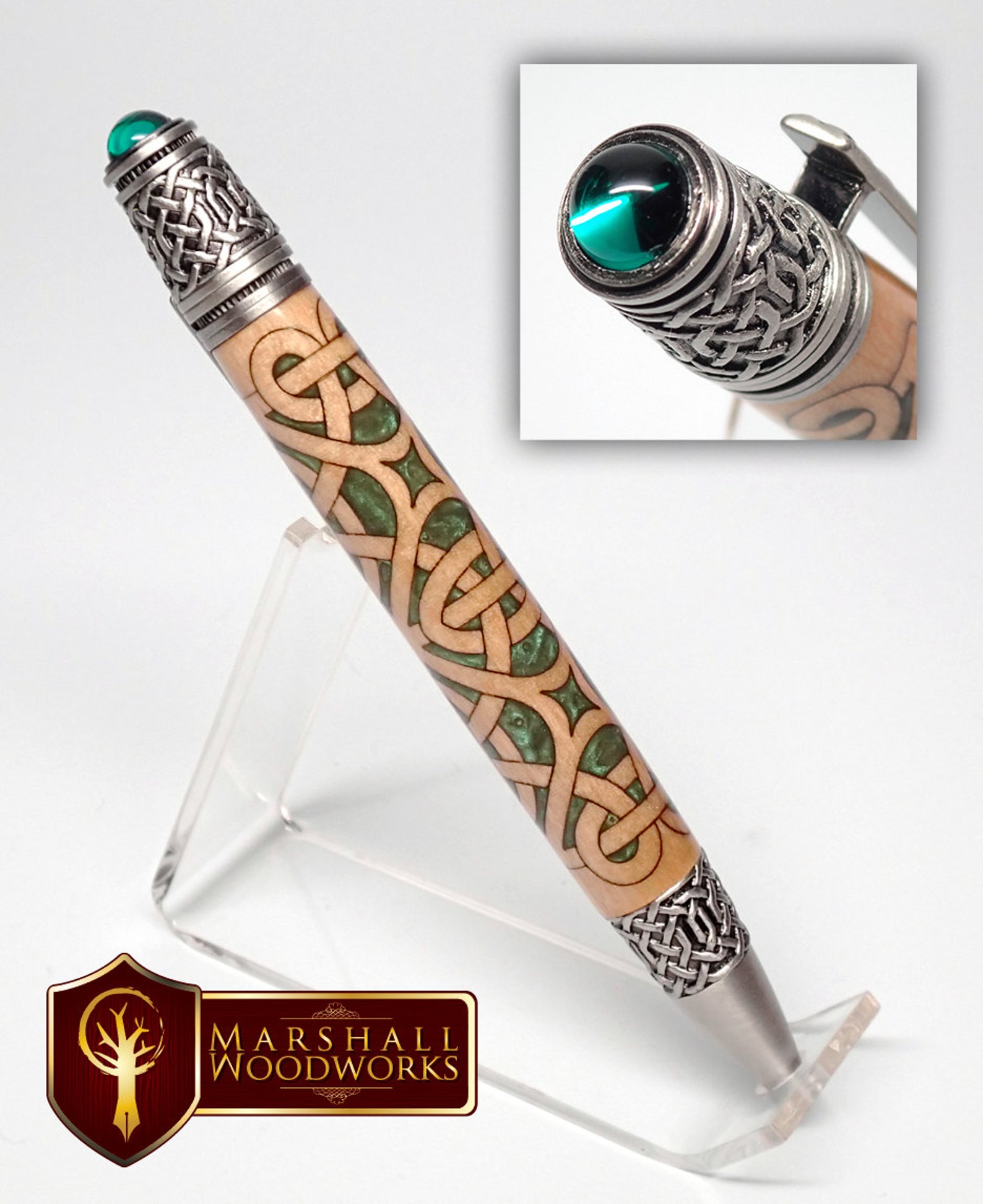 Celtic Knot Wood Twist Pen – Emerald Green, Handmade Irish Gift - Etsy