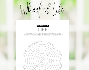 Wheel of Life Worksheet Template, Wheel of Life Printable Planner ...