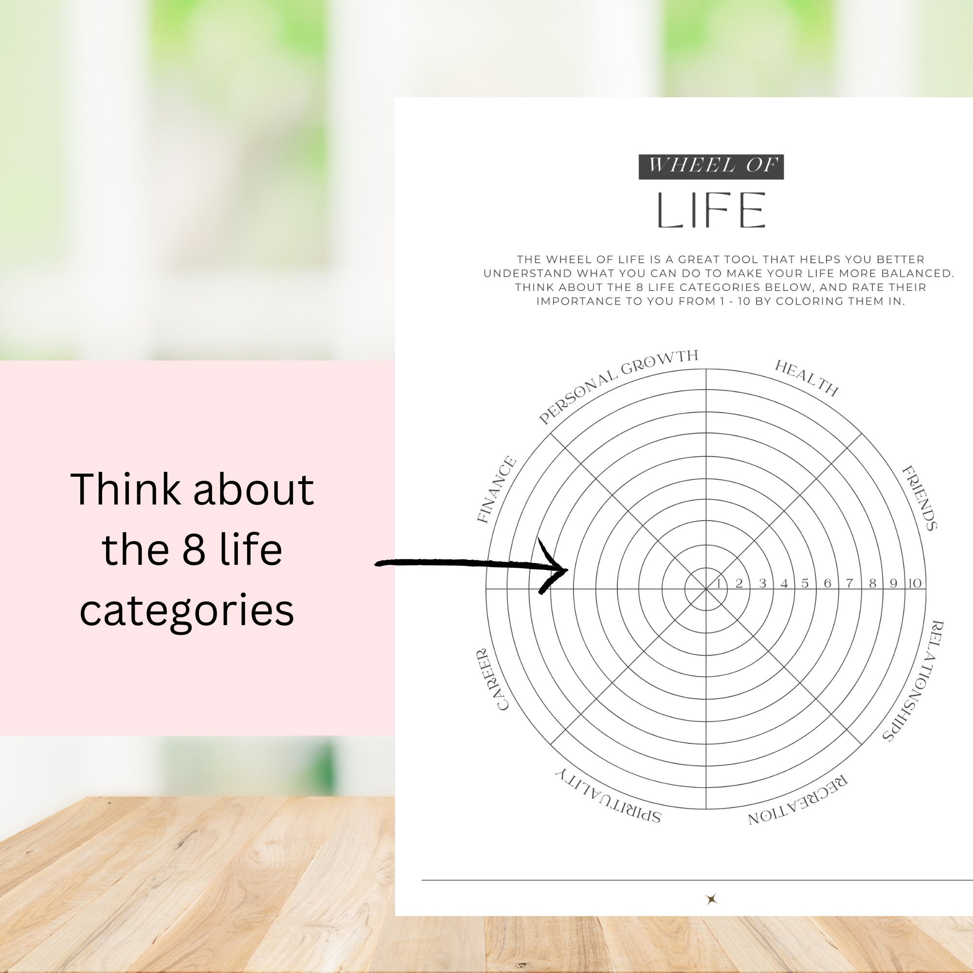 Wheel of Life Worksheet Template, Wheel of Life Printable Planner ...