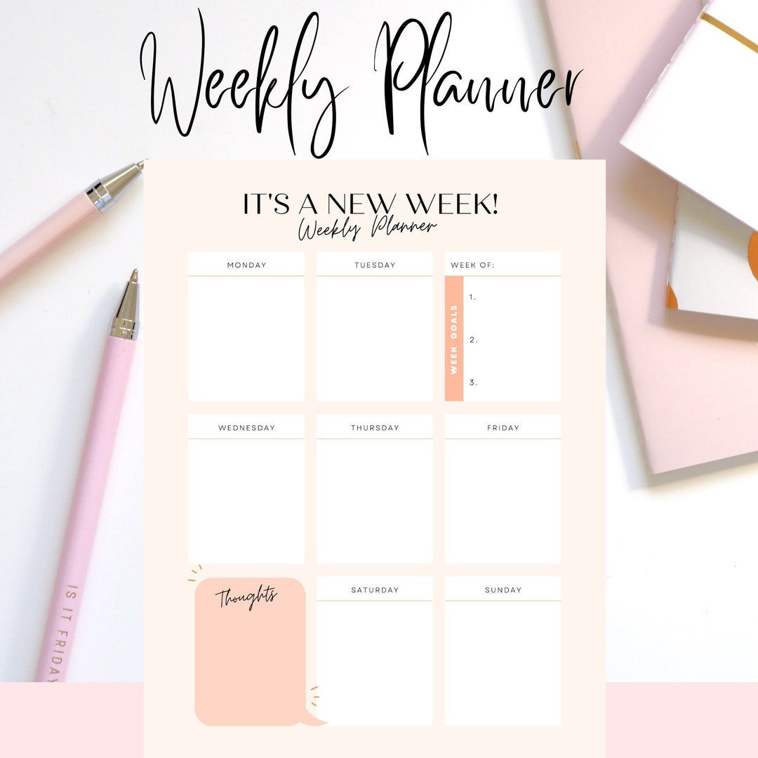 Modern Weekly Planner, Goal Planner, Productivity Planner, Printable ...