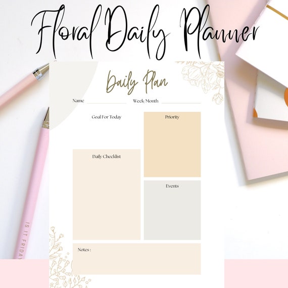Floral Habit Daily Planner Goal Planner Productivity - Etsy