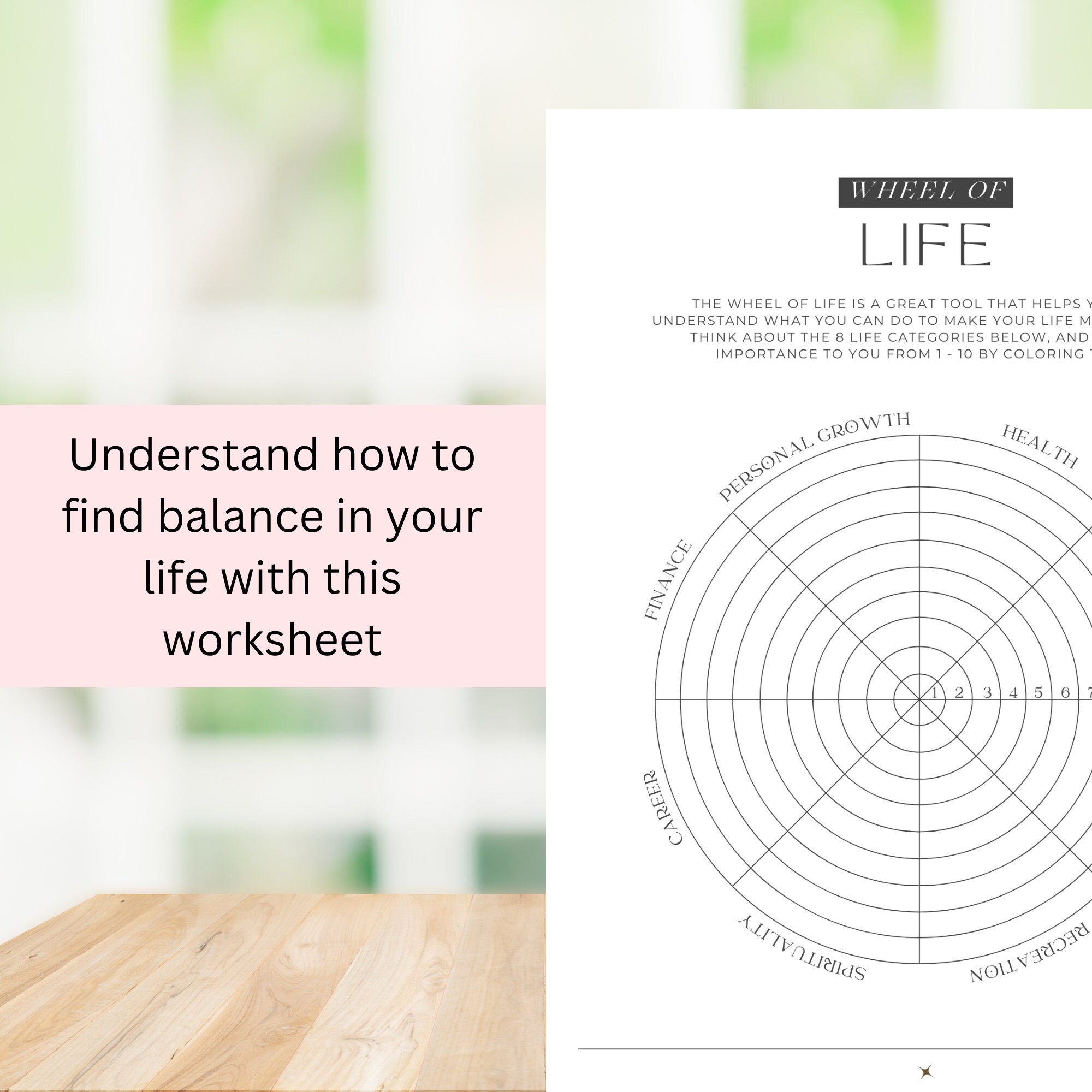 Wheel of Life Worksheet Template, Wheel of Life Printable Planner ...
