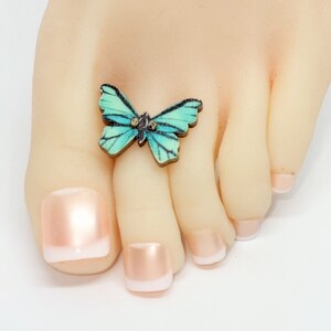 Toe Ring Butterfly Blue Toe Charm Foot Ring Toering Bare Foot Jewelry ...