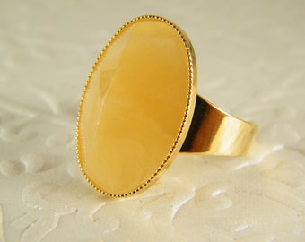 Yellow stone ring | Etsy