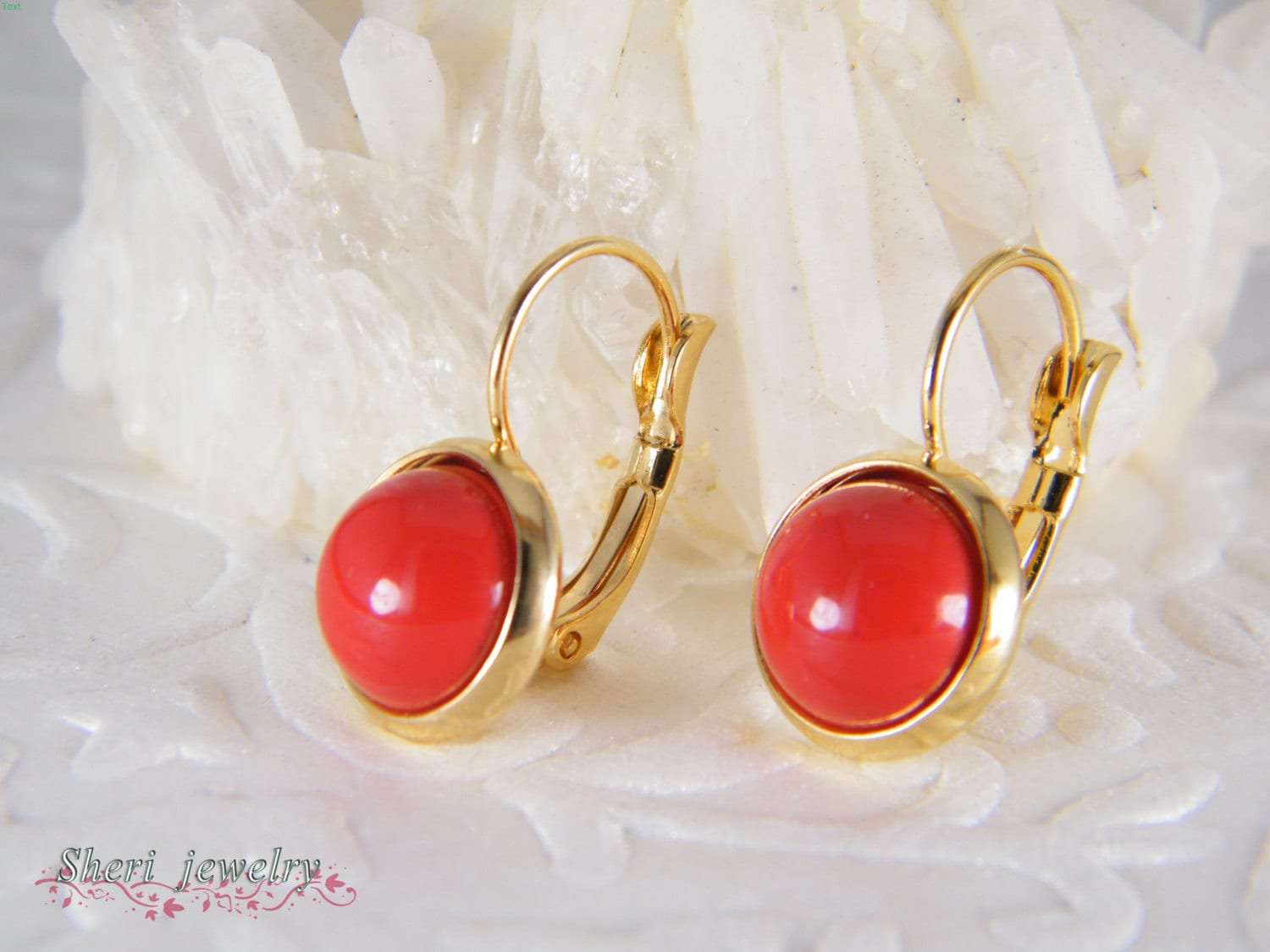 Red Coral Gold Earrings - Etsy