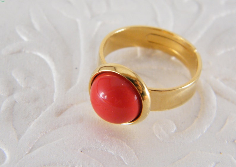 Gold Coral Ring, Red Stone Ring, Cocktail Ring, Statement Ring, Gem ...