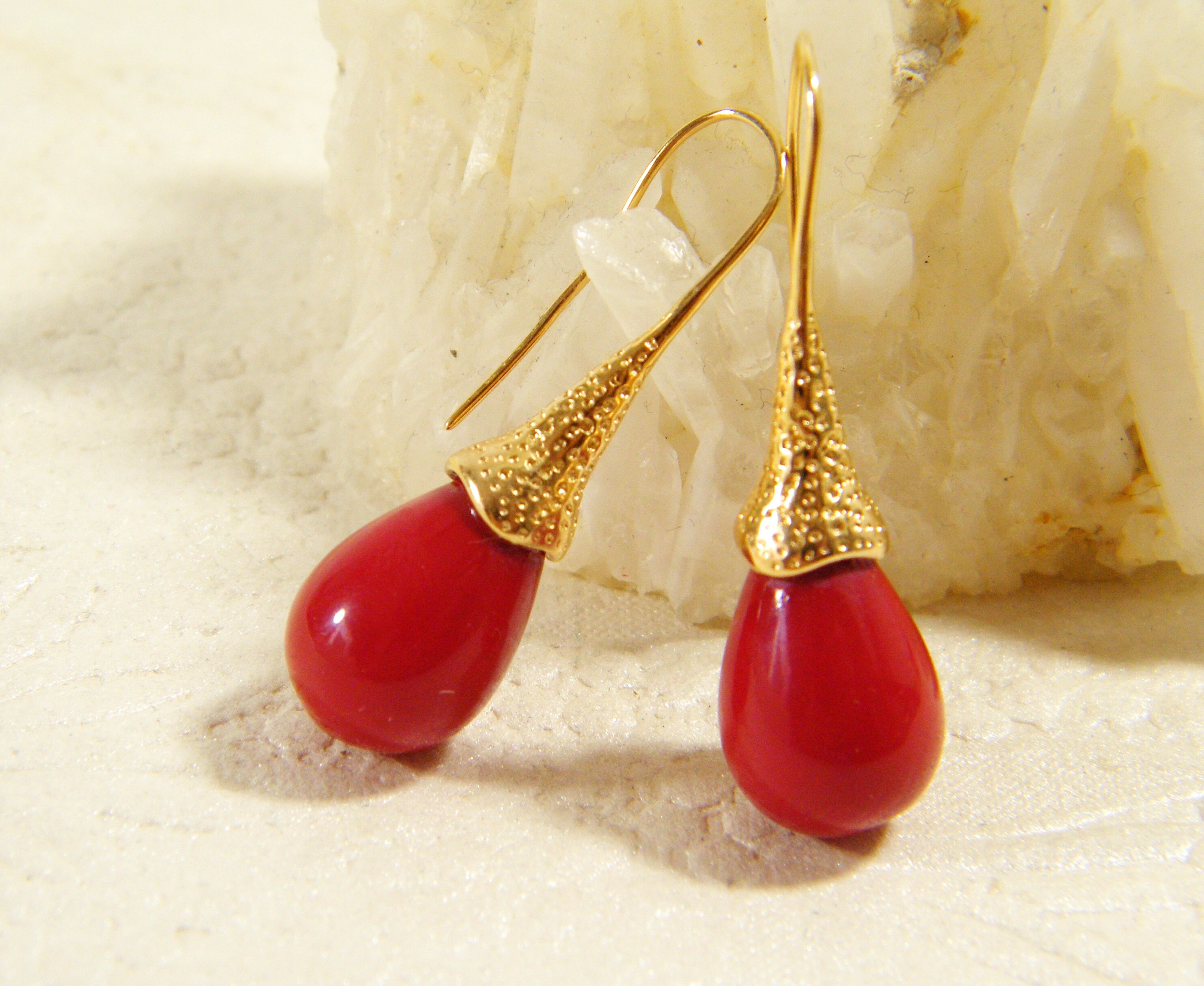 Coral Set Red Coral Jewelry Big Statement Necklace Beaded - Etsy