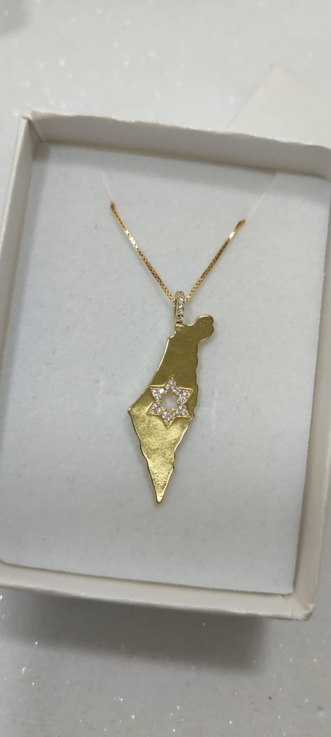 Israel Map Gold Plated Necklace, Jewish Jewelry, Star of David - Etsy