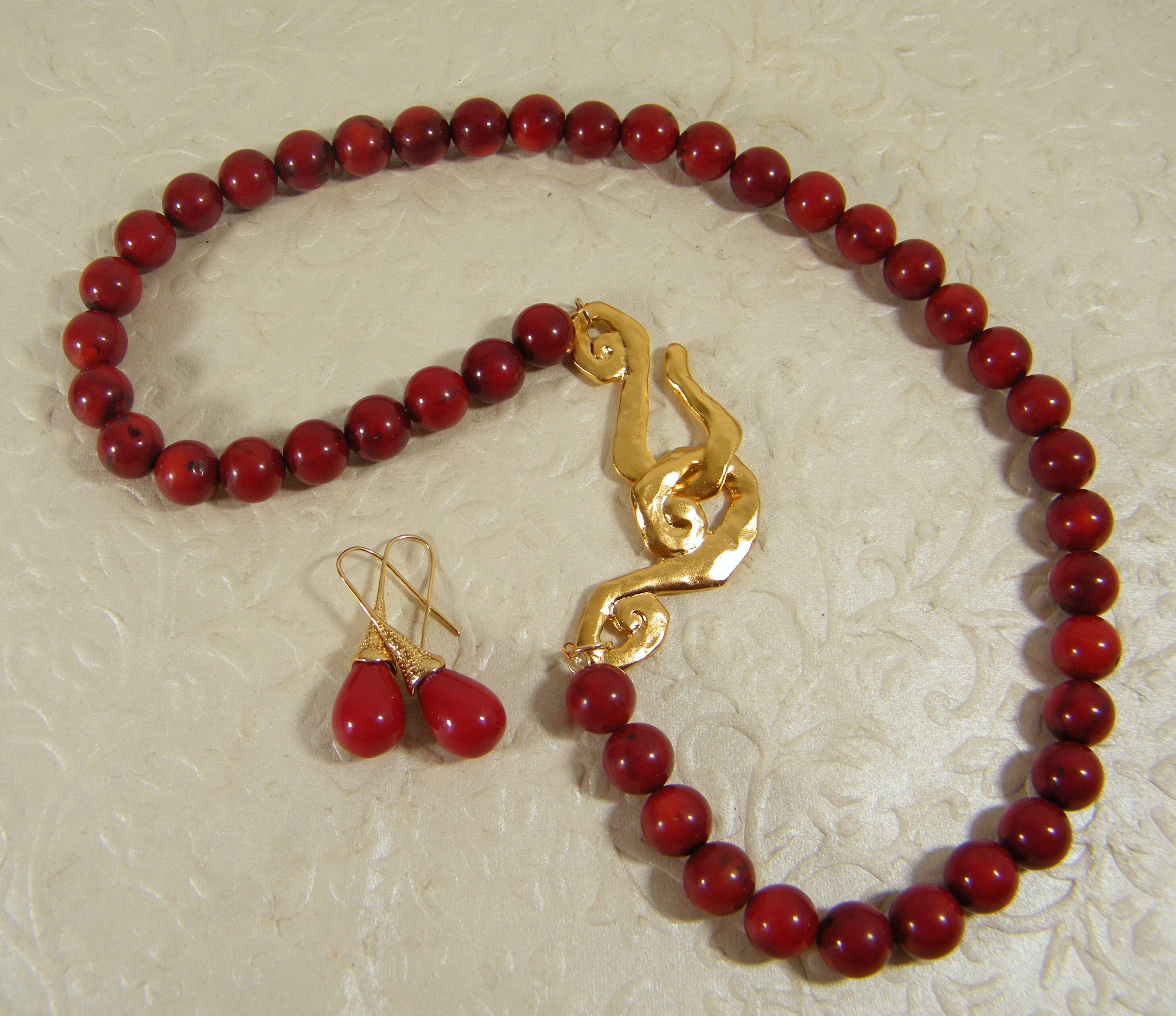 Coral Set Red Coral Jewelry Big Statement Necklace Beaded - Etsy