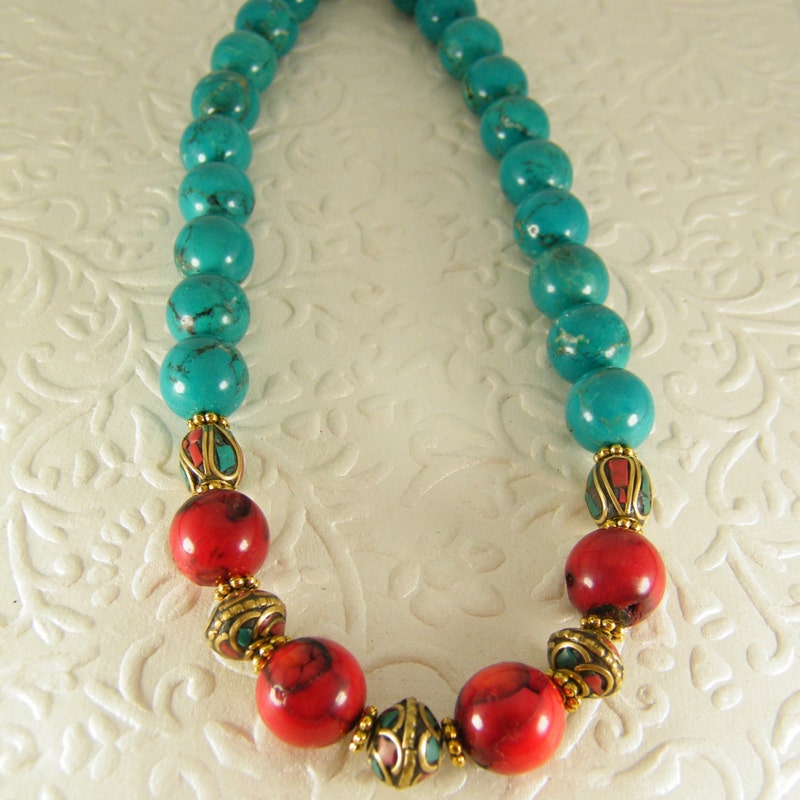 Red Coral Turquoise - Etsy