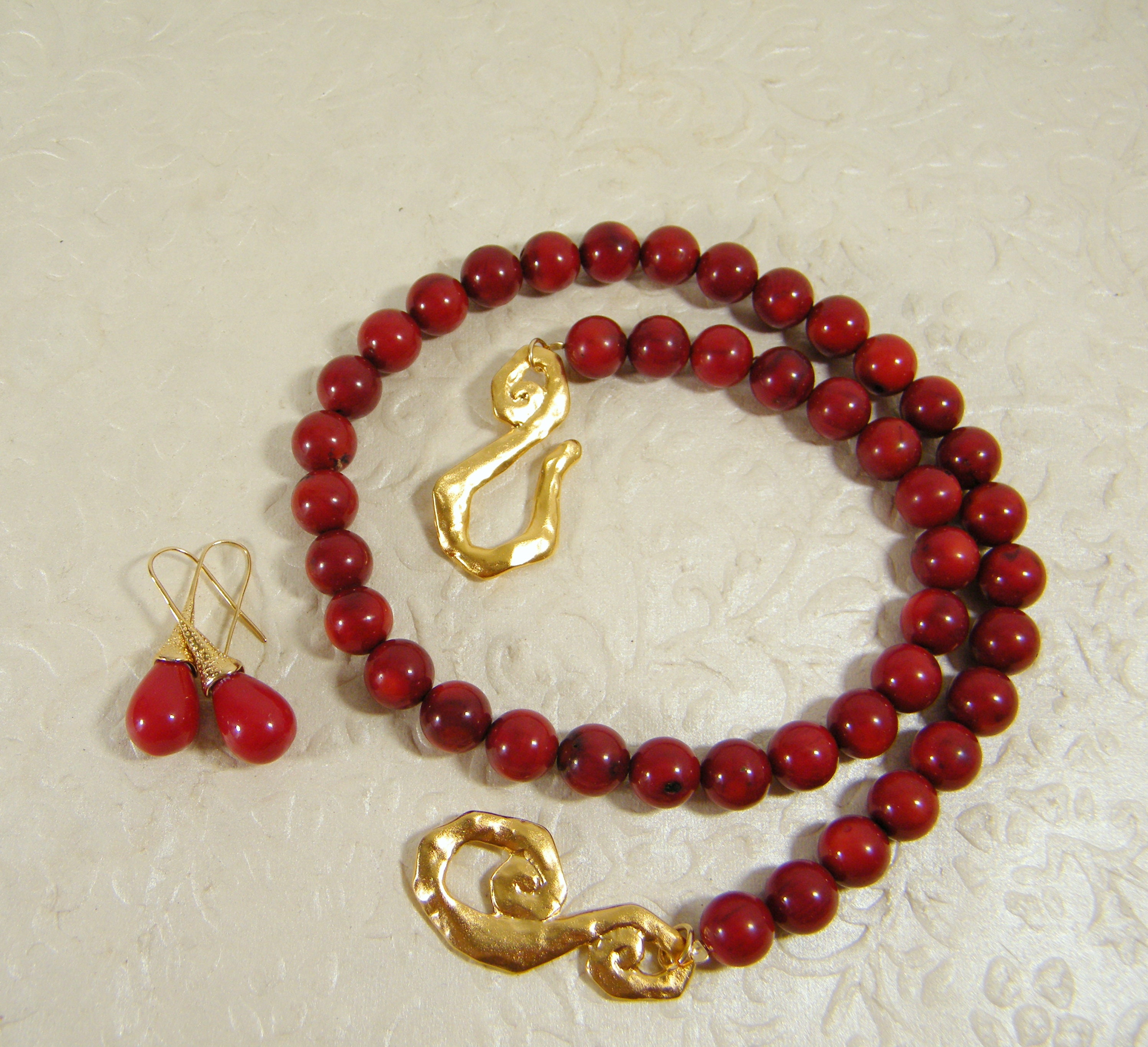 Coral Set Red Coral Jewelry Big Statement Necklace Beaded - Etsy