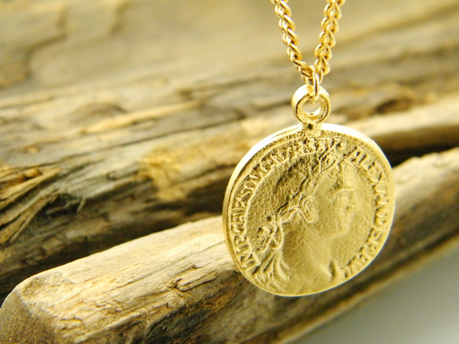 Gold Coin Necklace Long Chic Necklace Vintage Style - Etsy