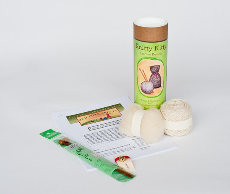Knitty Kitty Learn to Knit Kit - Etsy