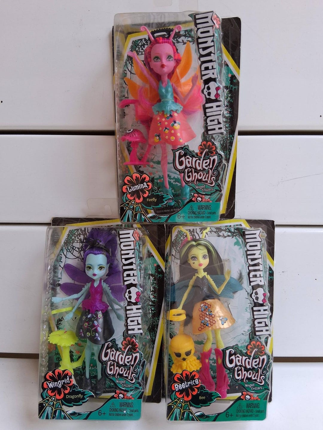 Monster High Garden Ghouls Winged Critters SET Beetrice,lumina,wingrid ...