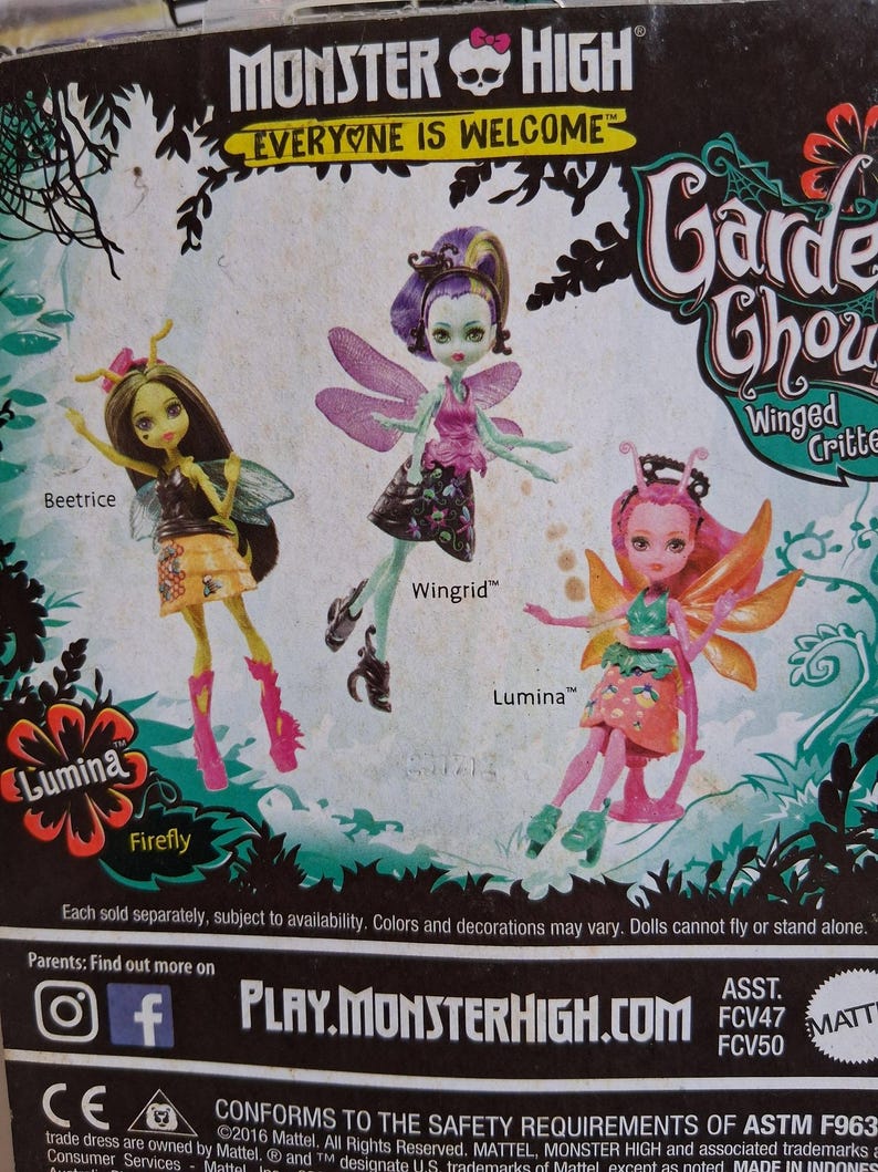 Monster High Garden Ghouls Winged Critters SET Beetrice,lumina,wingrid ...