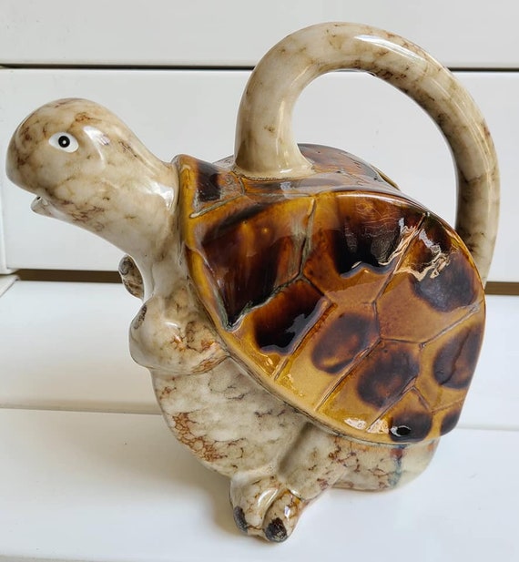 Vintage Pottery Glaze Turtle Teapot NO LID - Etsy