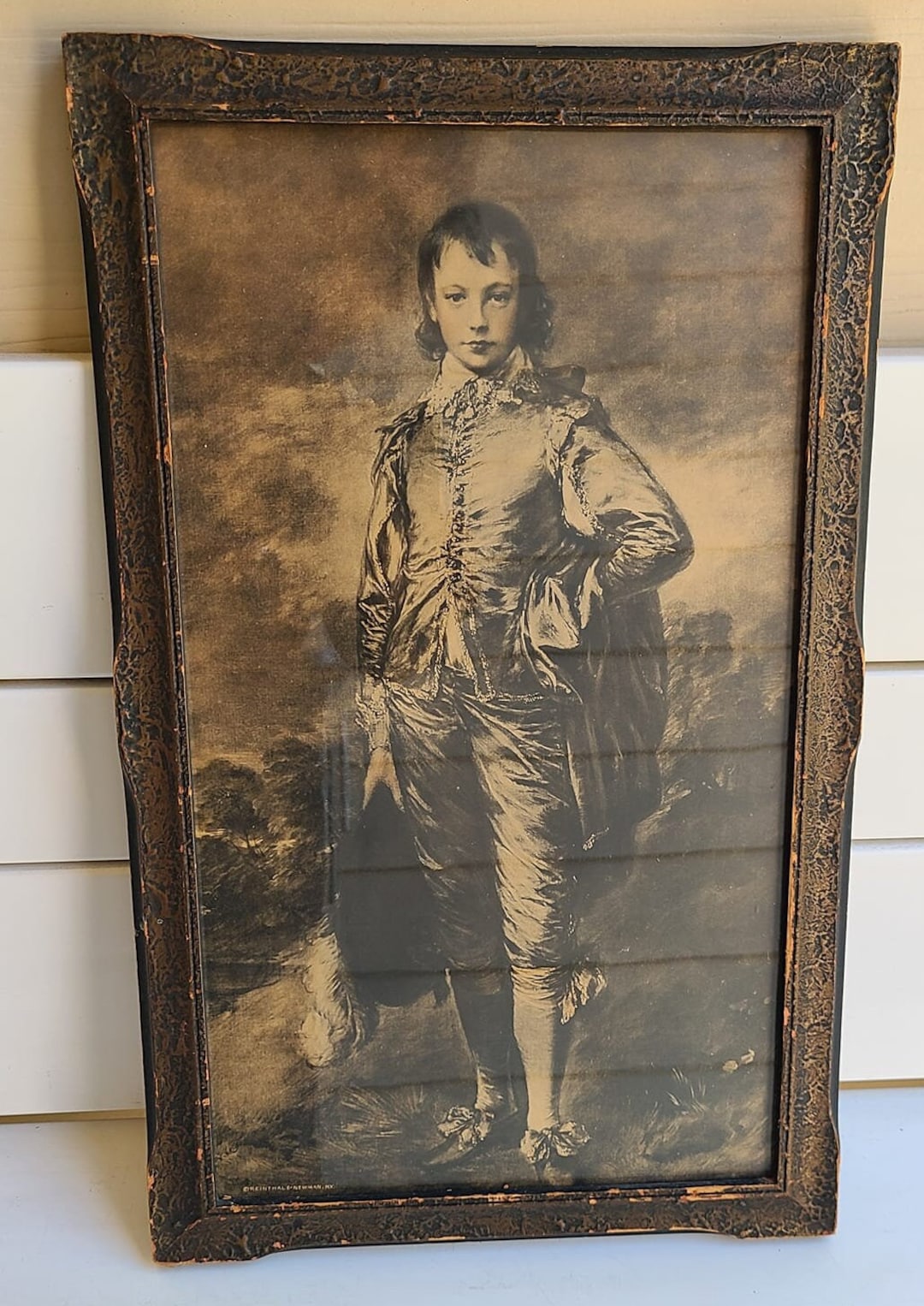 Vintage Print the Blue Boy Thomas Gainsborough Black and White Framed ...