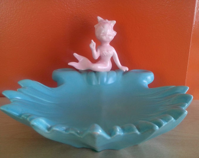 Vintage Mermaid Shell Tray Dish - Etsy
