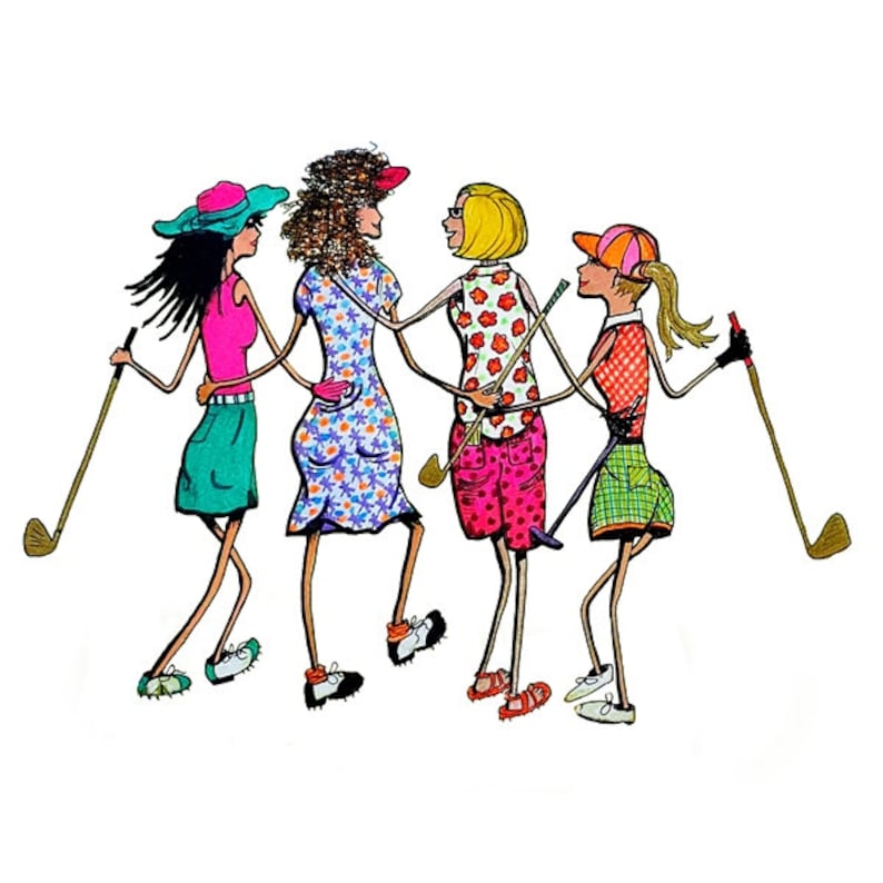 Golf Note Cards: Ladies Foursome, Women Golfers - Set of 4 - Etsy