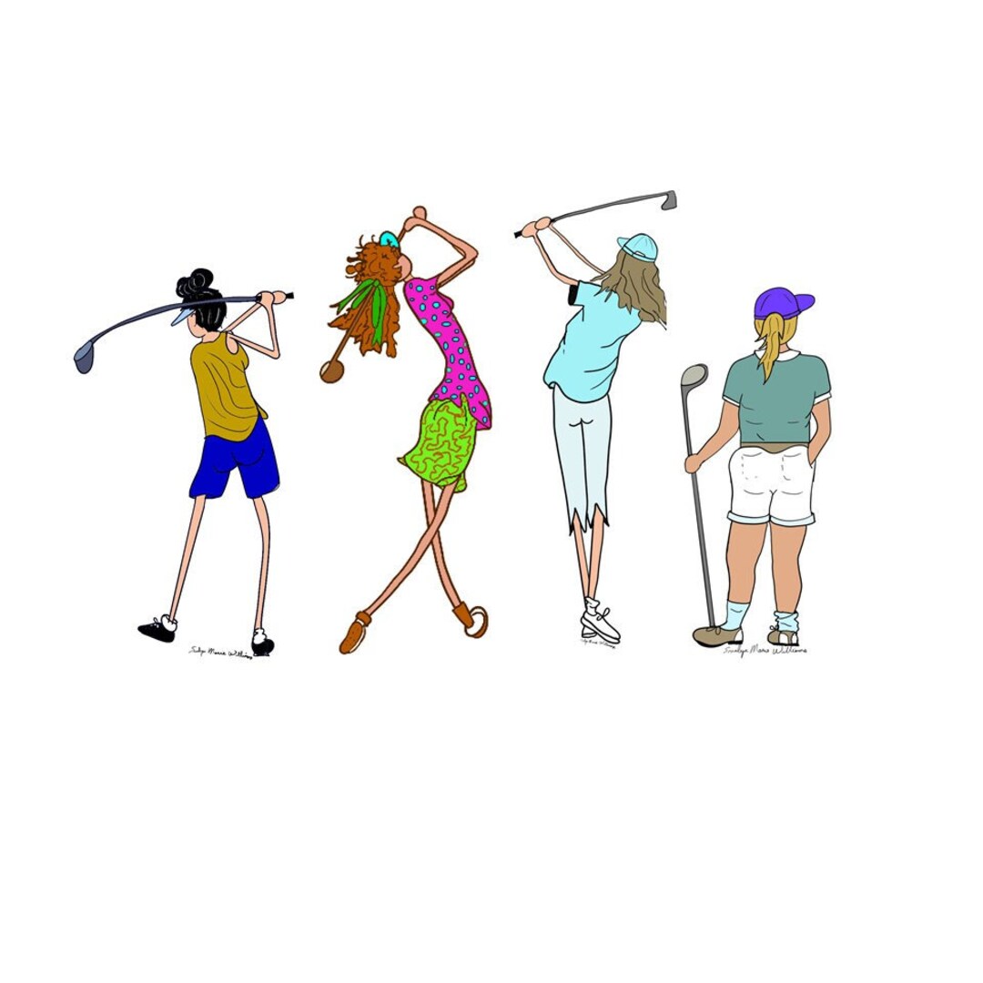 Women Golfers Note Cards: Colorful Swings Art Print - Set of 4 - Etsy