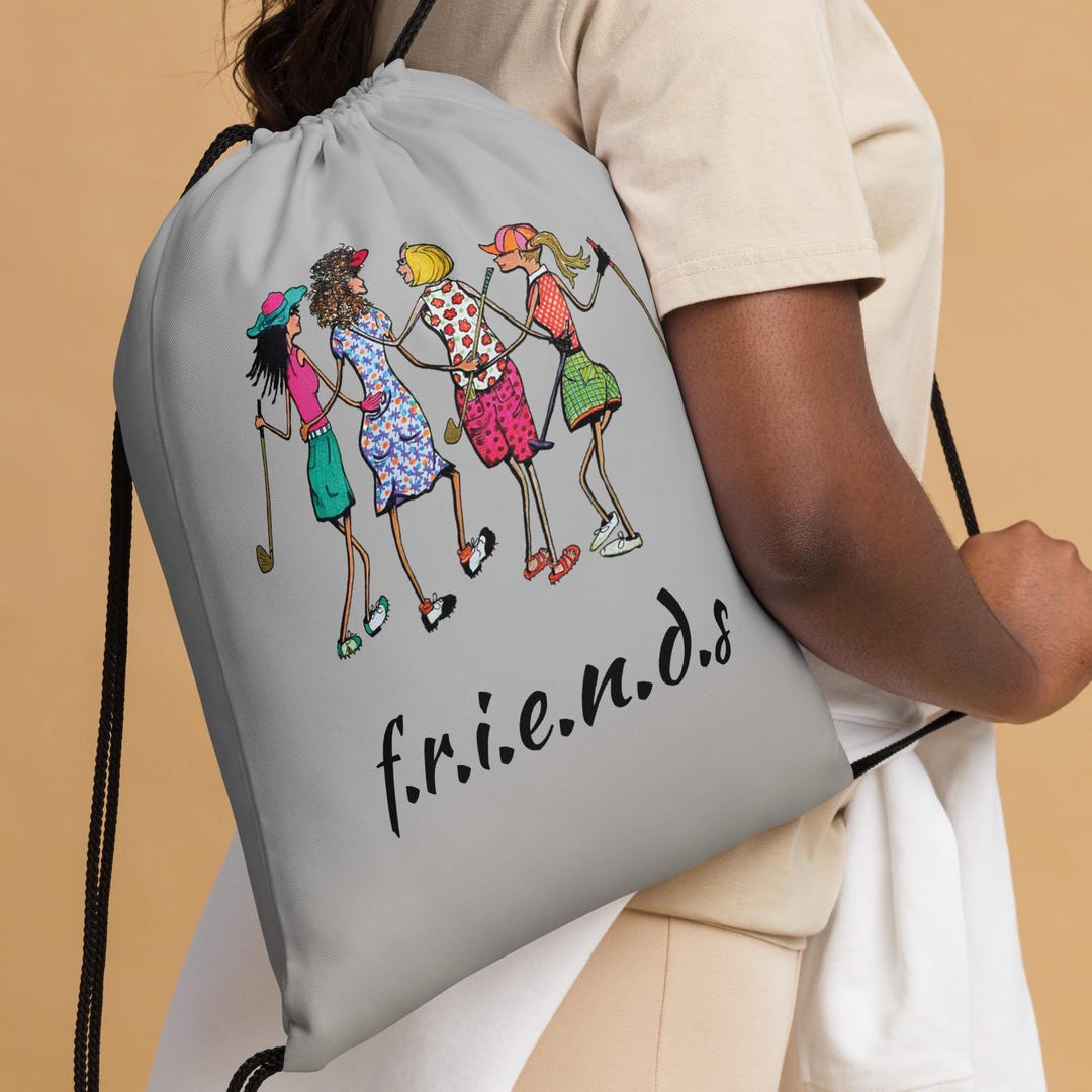 Drawstring Bag Gray With Golf Girl Gift for Women Golfers Golf Bag ...
