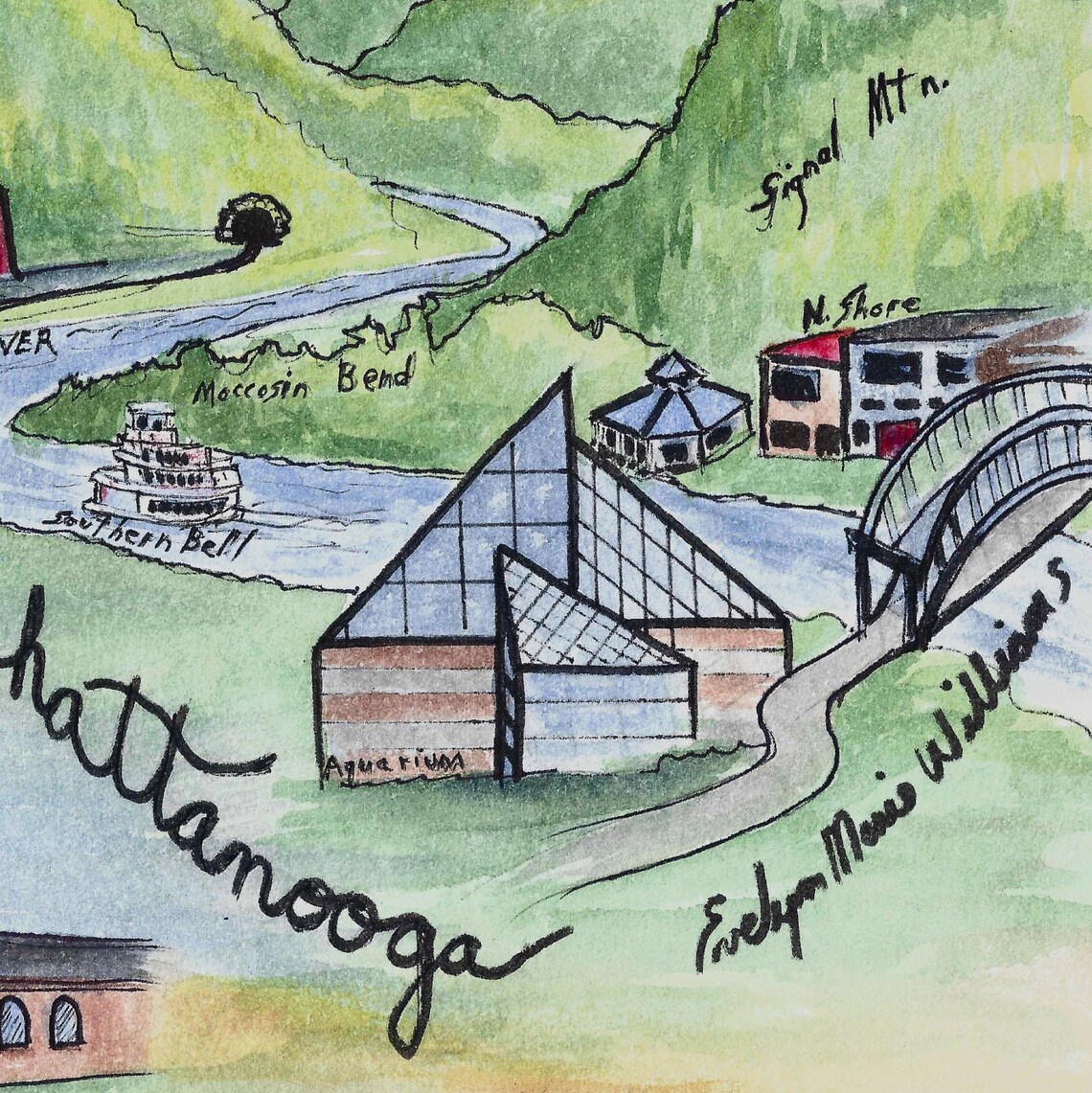 Chattanooga Art Choo Choo Art Print Rock City Ruby Falls Incline ...