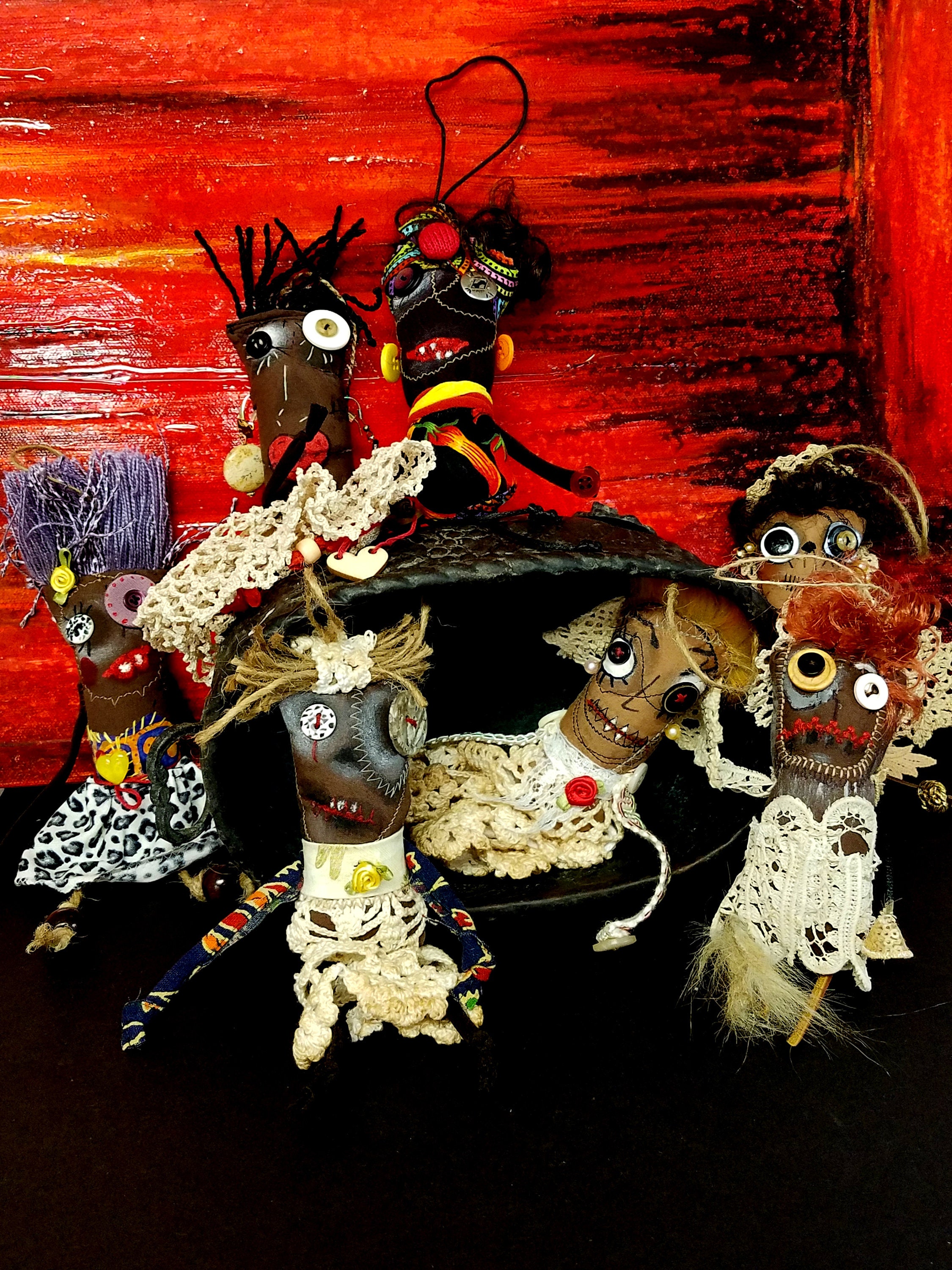 Creepy Cute Monster Art Doll Handmade Voodoo Doll Brown Original Rag Doll Creepy Rag Doll Ooak