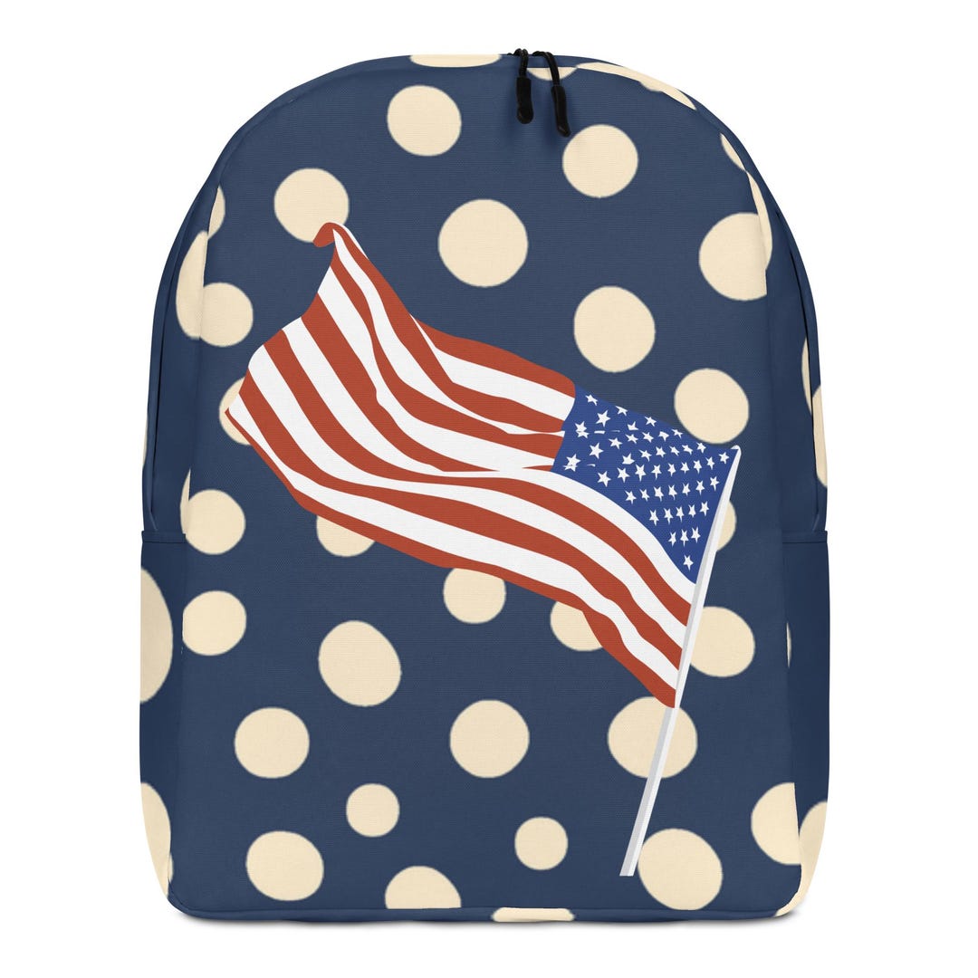 American Flag Backpack: Polka Dot Laptop Book Bag - Etsy