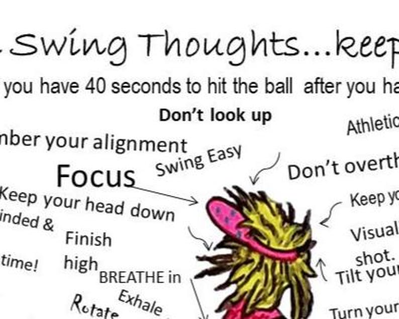 Golf POSTER Gift Women Golfers SWING THOUGHTS Art Poster 2 Sizes 8.5x11 ...