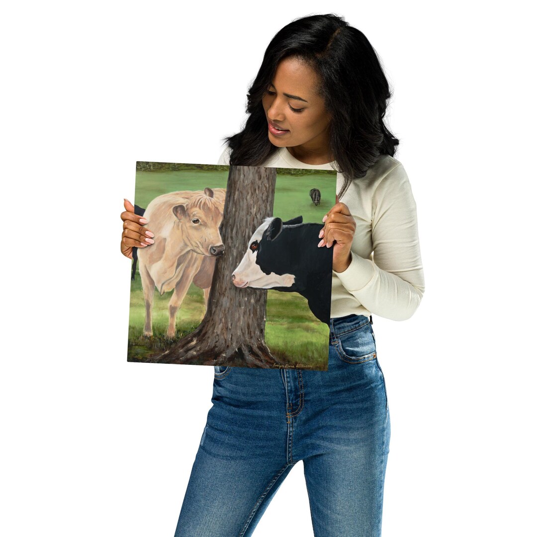 Cow Art Metal Print: Square Farmhouse Wall Decor - Etsy