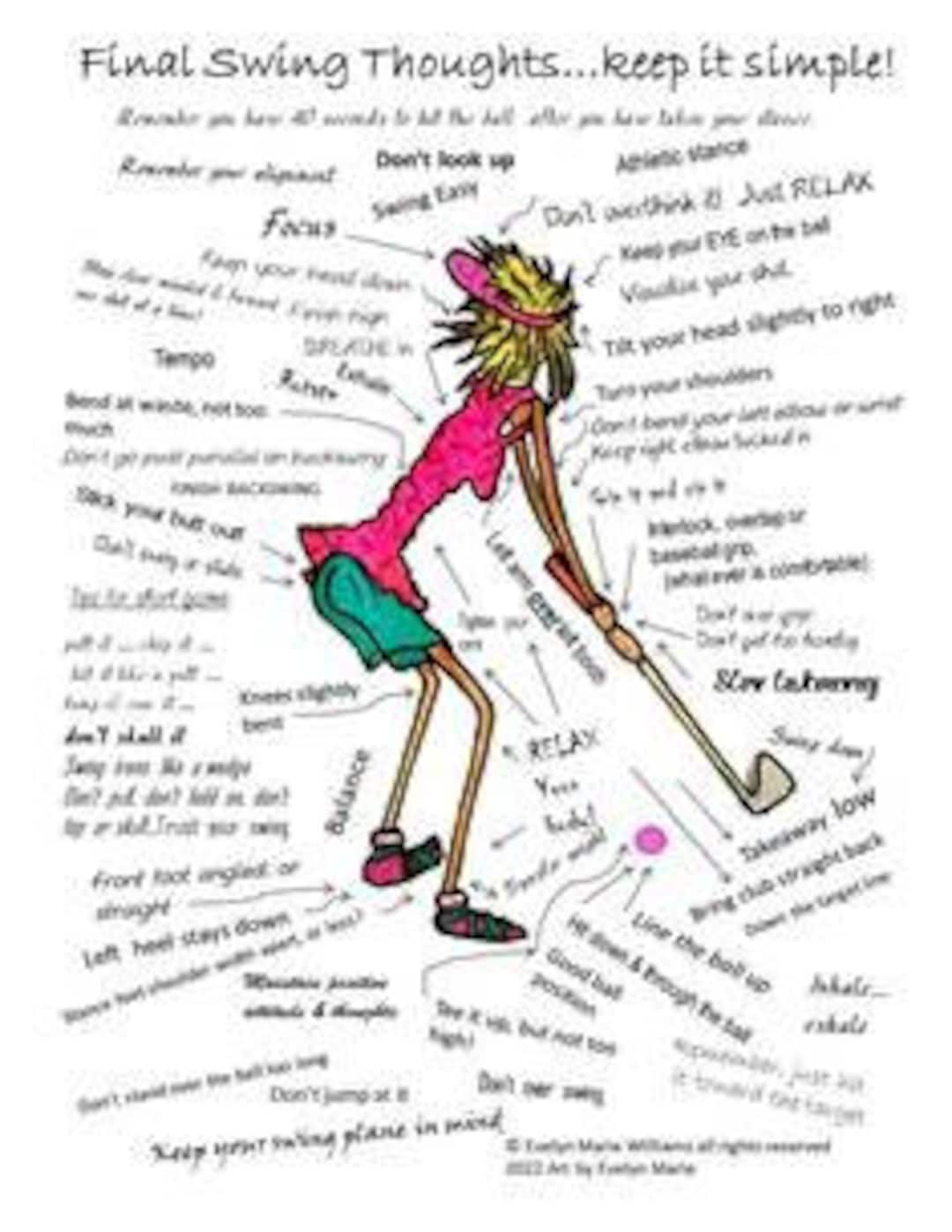 Womens Golf Print Girls Note Cards Golf Ladies Swing Thoughts Sets 4,8 ...