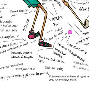 Golf POSTER Gift Women Golfers SWING THOUGHTS Art Poster 2 Sizes 8.5x11 ...